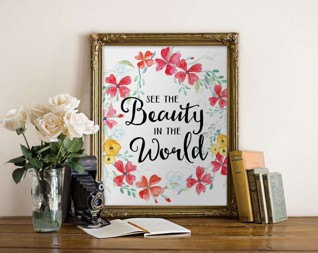 Printable Art Beauty in the World // Modern Calligraphy - Etsy