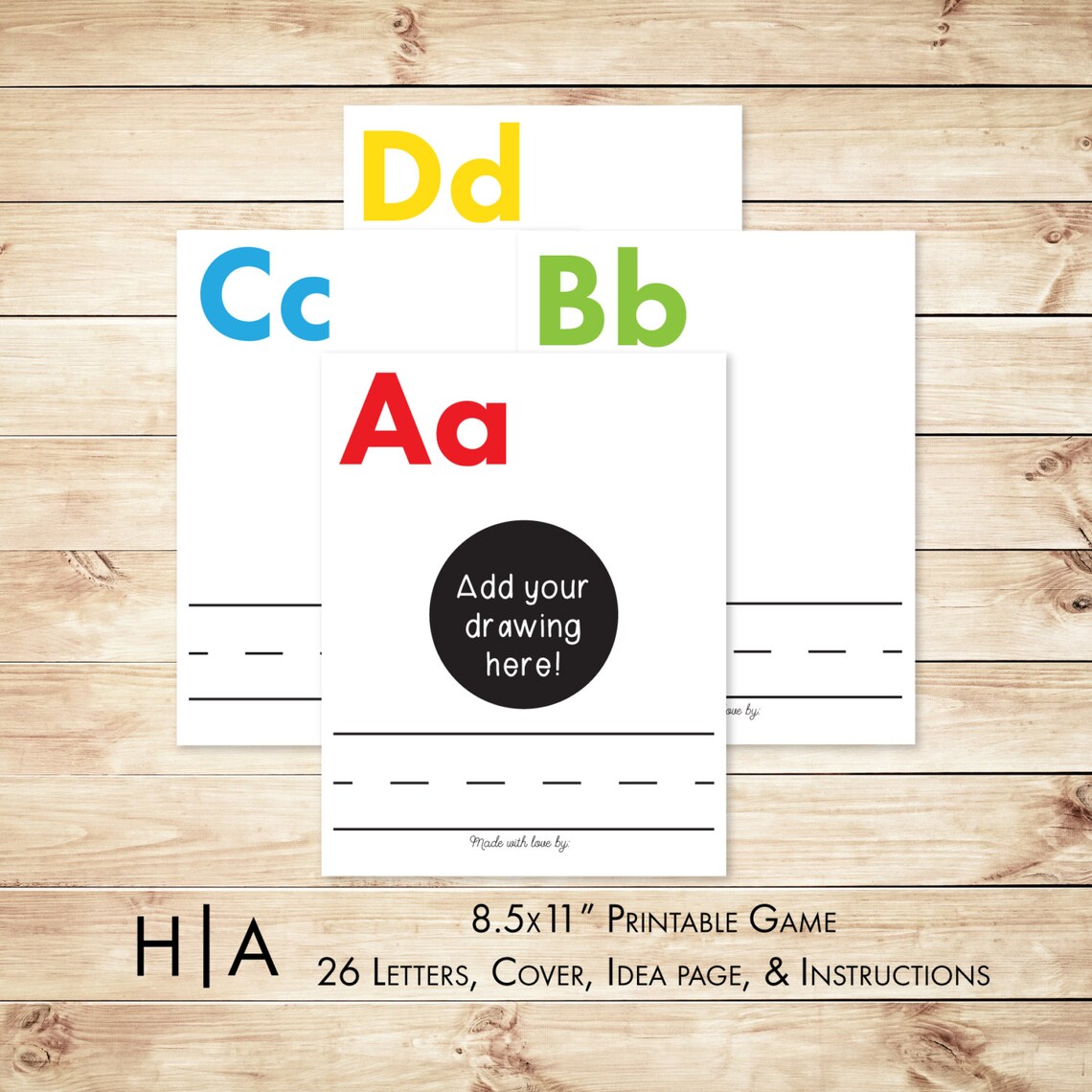 8.5x11 Alphabet Book Game Primary Colors - Etsy