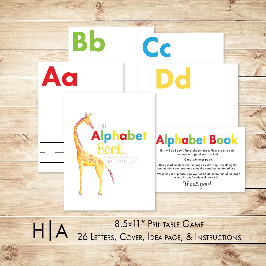 8.5x11 Alphabet Book Game Giraffe Theme - Etsy