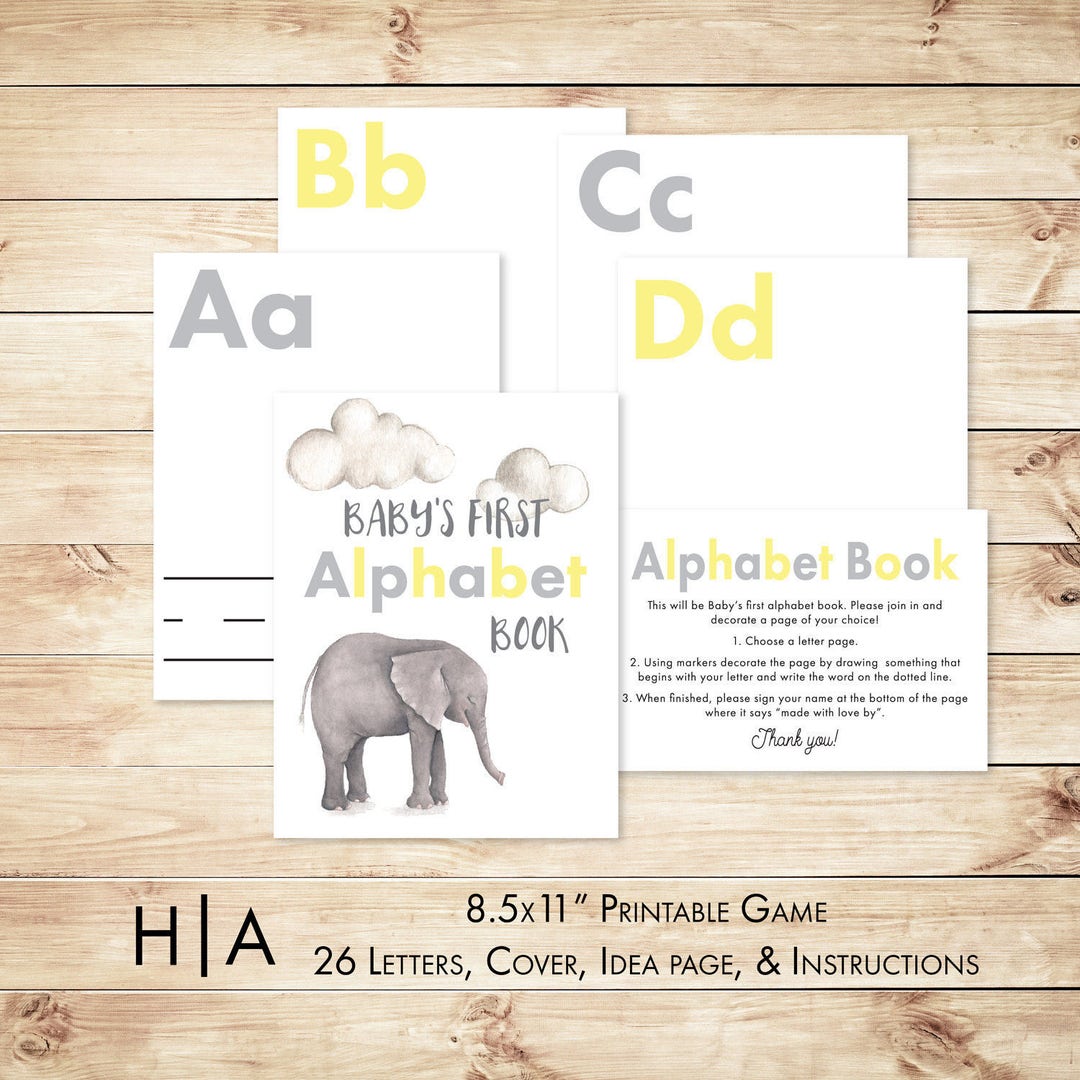 8.5x11 Alphabet Book Game, Elephant Theme - Etsy