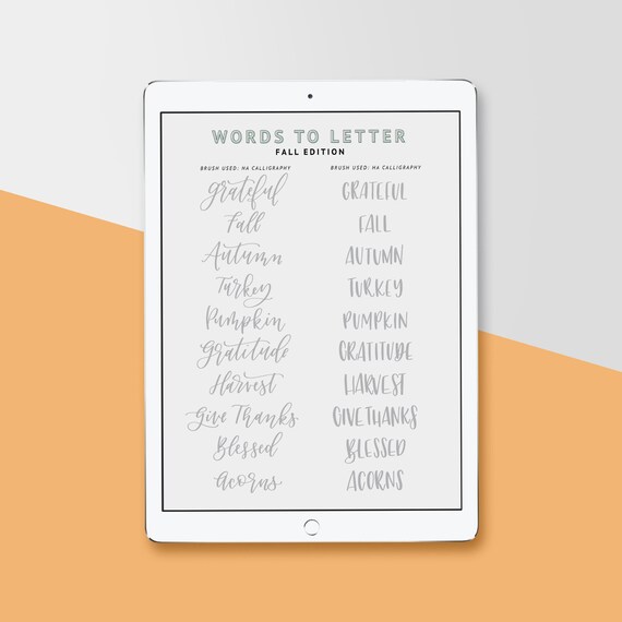 FALL Lettering Practice Sheets Ipad Lettering Words to | Etsy