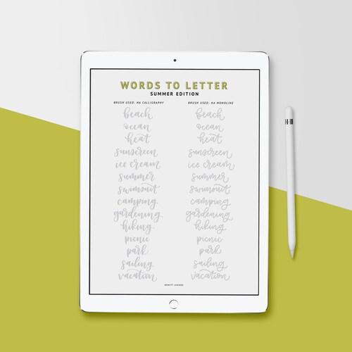 Lettering Practice Sheets Ipad Lettering Words to Letter - Etsy