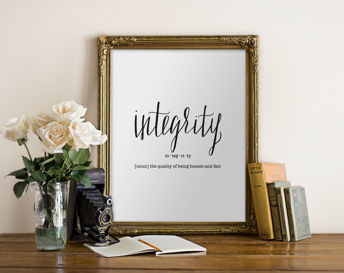 Integrity Dictionary Definition Art Print Donation Charity | Etsy