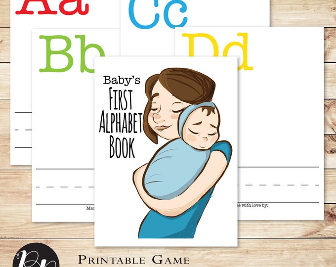 Build a Library Baby Shower Game // Baby's First Alphabet Book // With ...