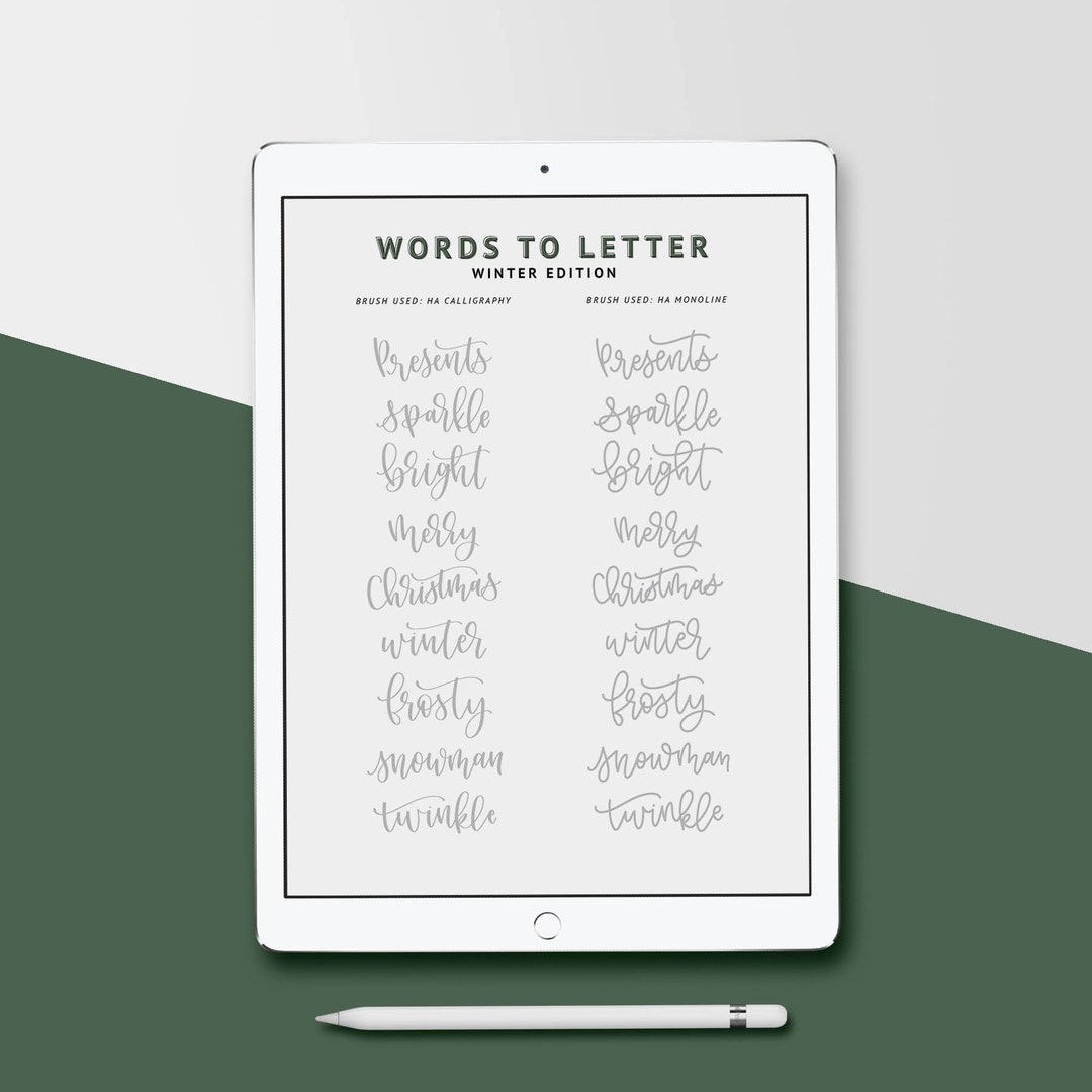 WINTER Lettering Practice Sheets iPad Lettering Words to - Etsy
