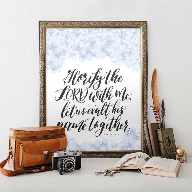 Psalm 34 Print Bible Verse Wall Art Christian Print Floral - Etsy