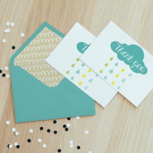 Drip Drop Raindrops Thank You Card Folded Card Instant - Etsy