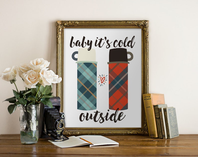 Winter Printable Art Baby it's cold outside // hot cocoa | Etsy