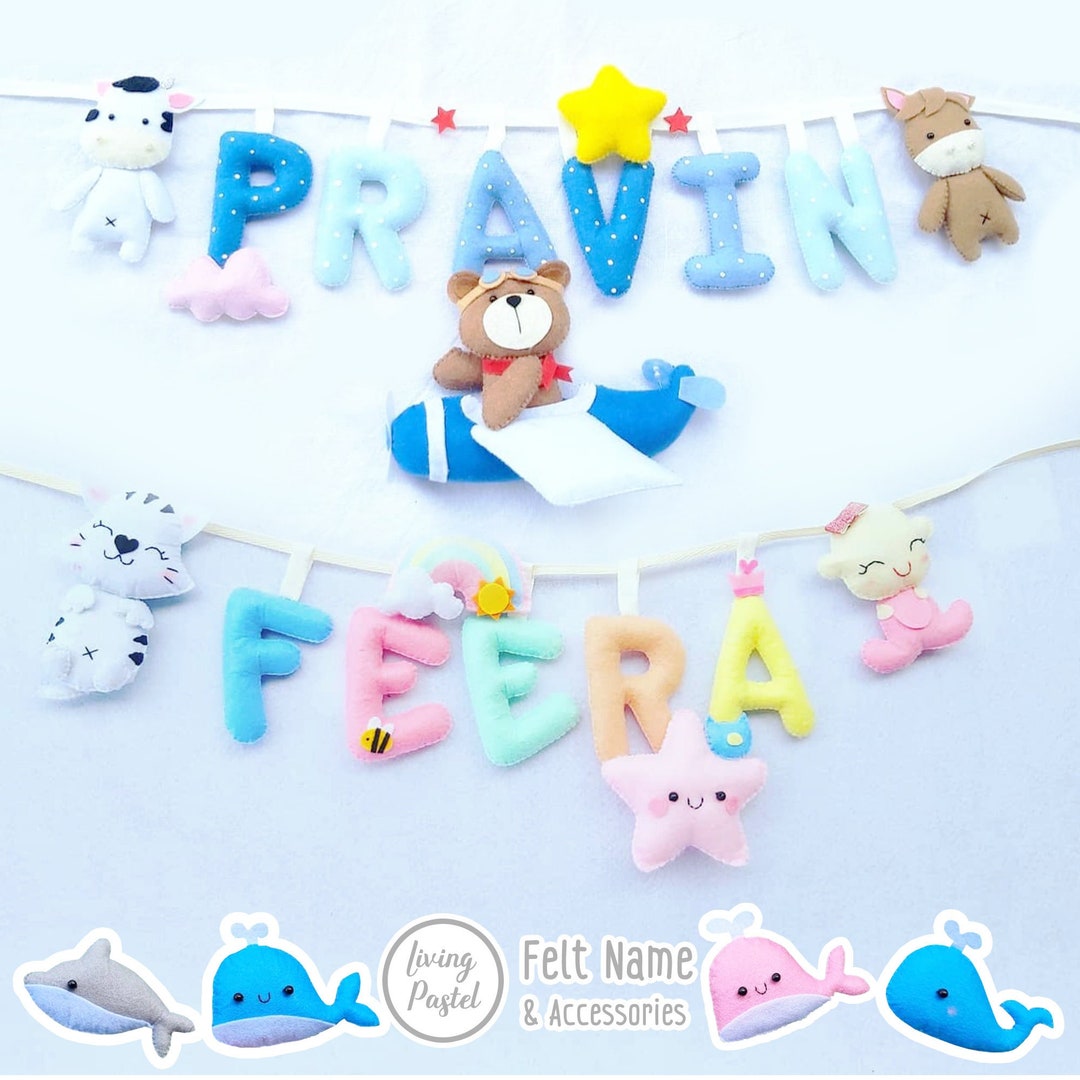 Felt Name Banner Pastel Nursery Decor Nursery Garland - Etsy