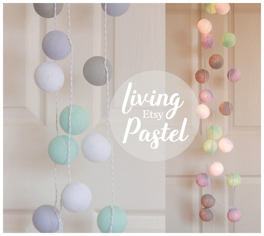 Cotton Ball String Lights Girl Bedroom Fairy Nursery Night | Etsy