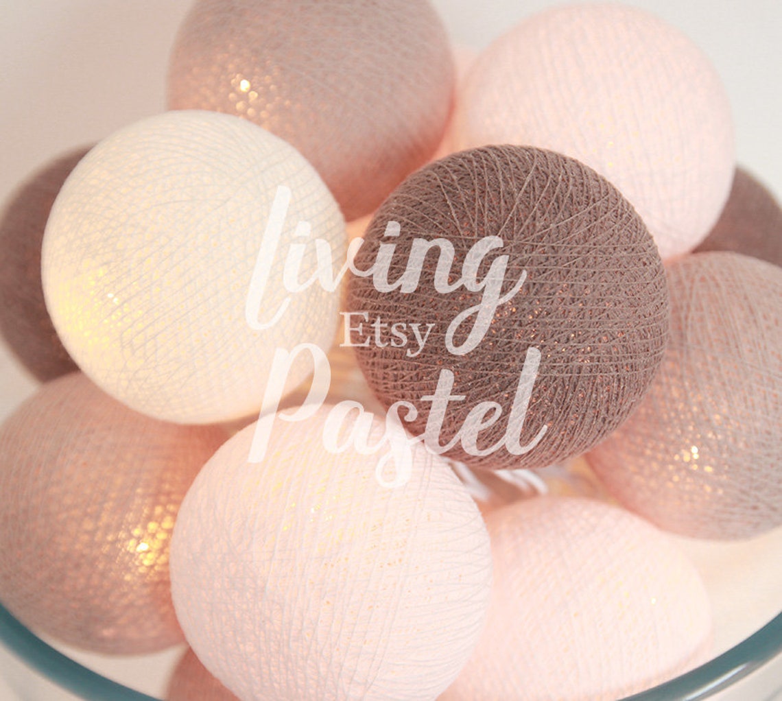 Cotton Ball String Lights Girl Bedroom Night Light Decor Baby Shower ...
