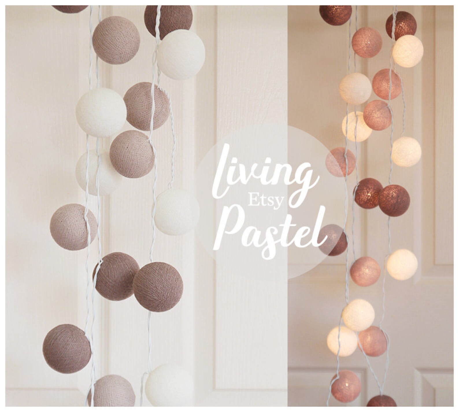 Cotton Ball String Lights Girl Boy Kid Bedroom Fairy Nursery Lighting ...