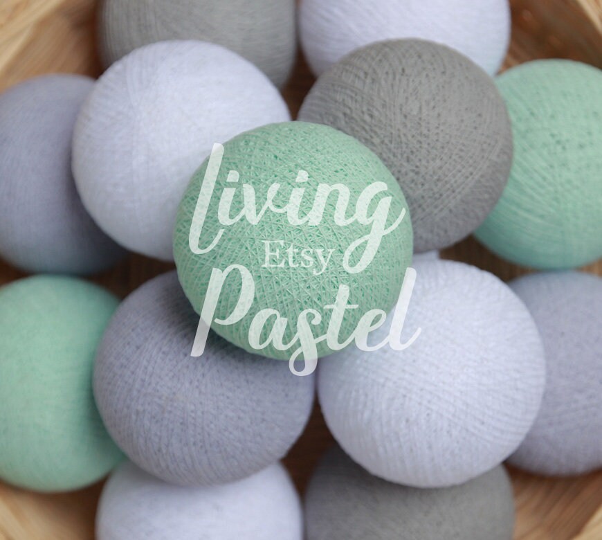 Cotton Ball String Lights Girl Bedroom Fairy Nursery Night | Etsy