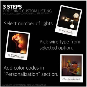 Custom Color Cotton Ball String Lights for Bedroom - Etsy