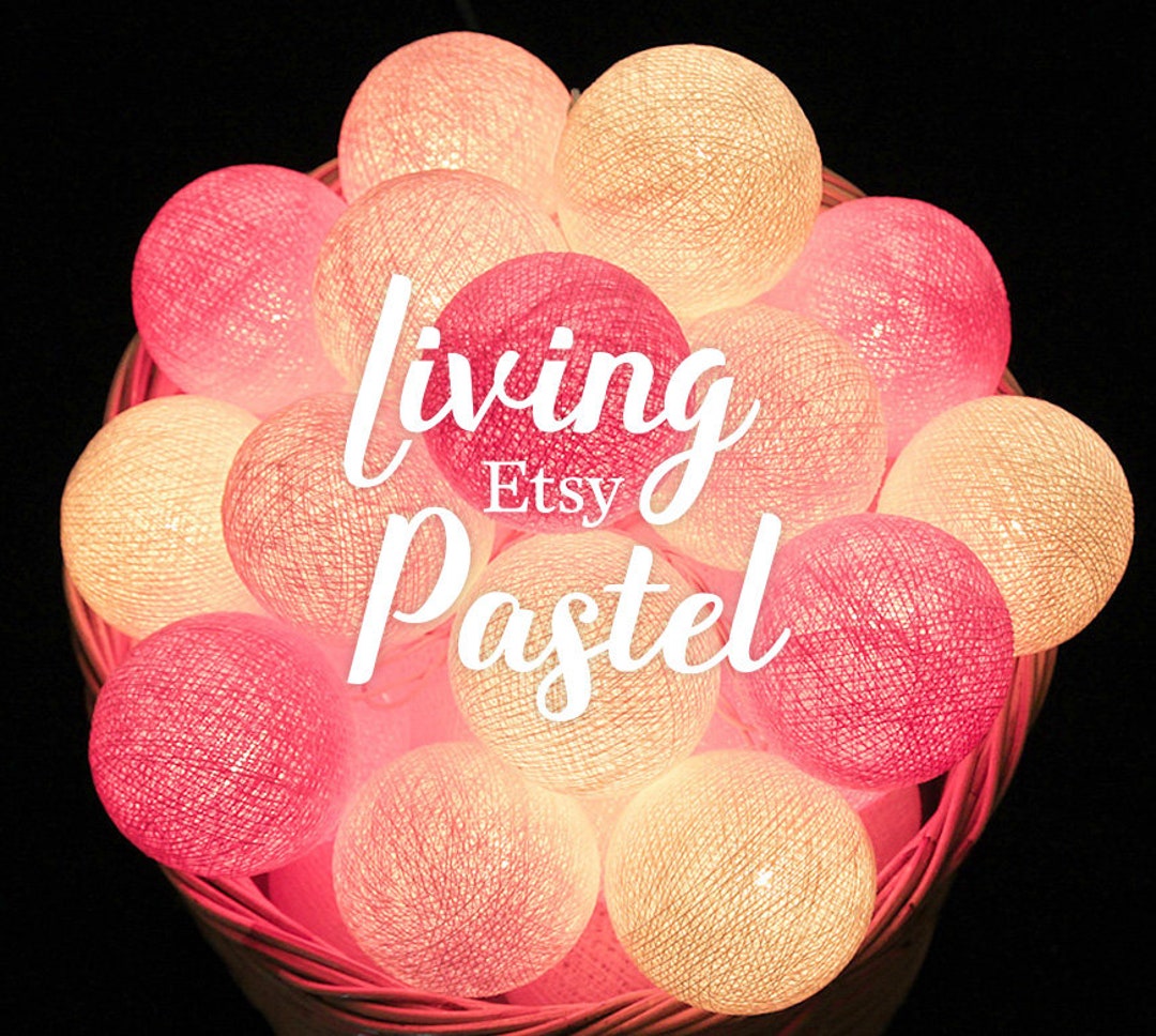 Sweet Pink Theme Cotton Ball String Lights for Bedroom Fairy Lights ...