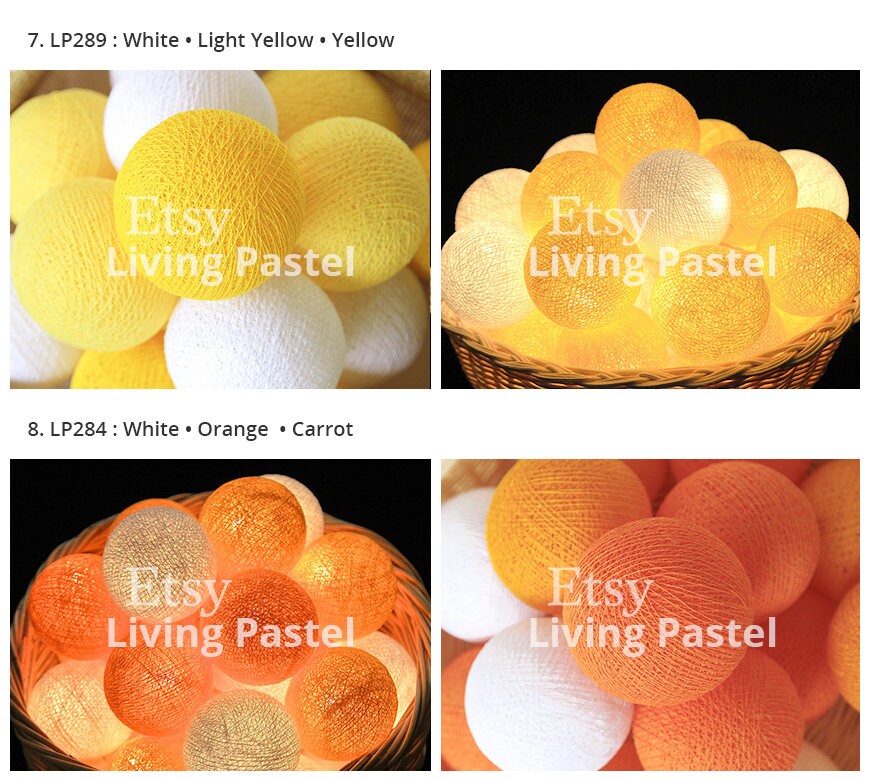 20 Cotton Ball String Lights for Bedroom Night Lights Nursery | Etsy