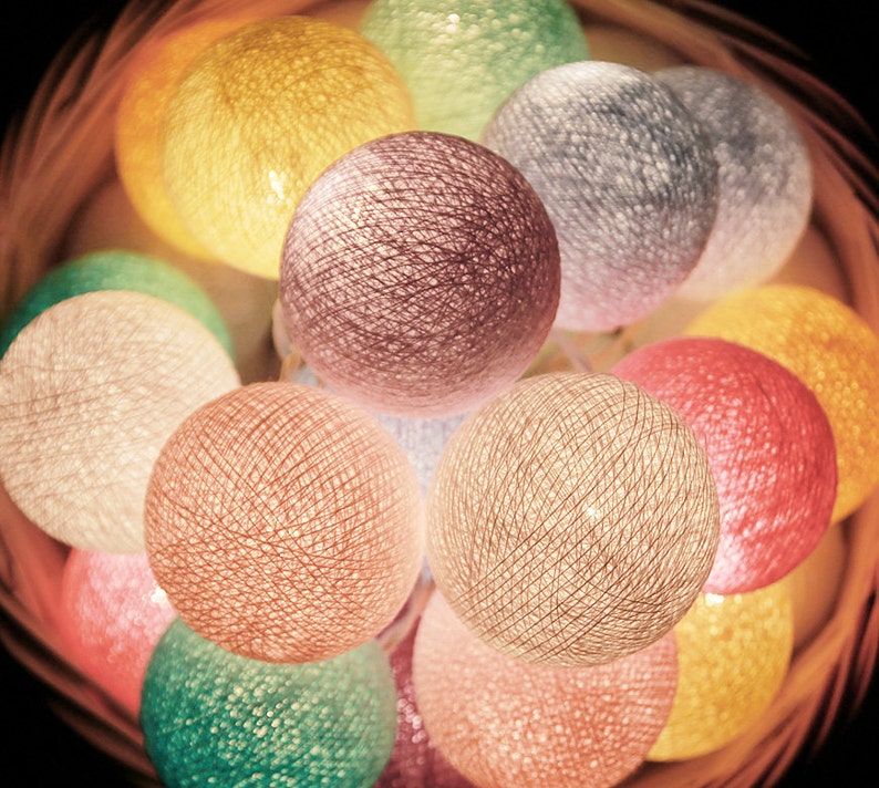 Cotton Ball String Lights for Bedroom Fairy Lights Girl Room | Etsy