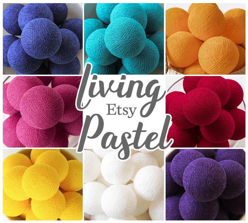 Custom Color Cotton Ball String Lights for Bedroom - Etsy
