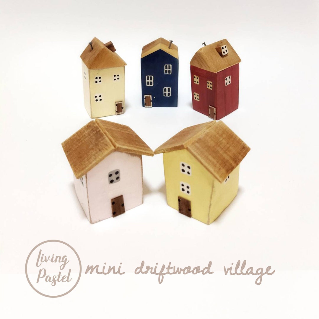 Home Decor for Mini Wooden Village, Personalised Small Wooden House ...