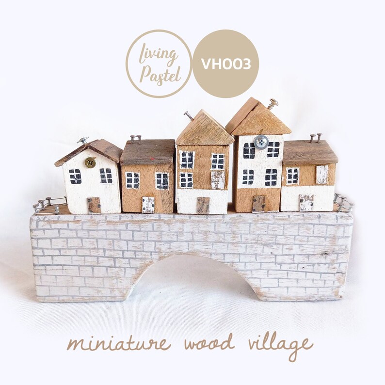 Wooden Town Primitive Handmade Wooden Houses Mini Wood - Etsy