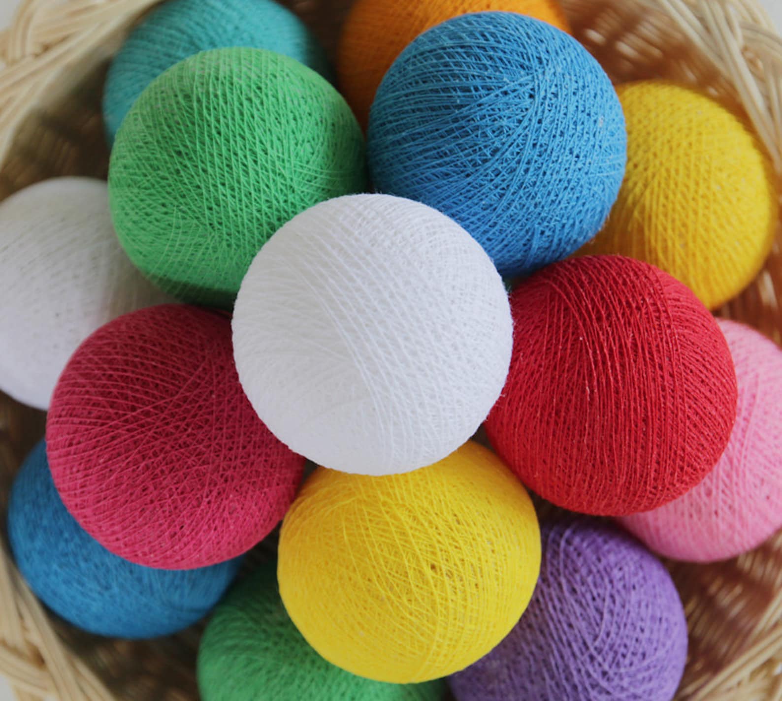 Mix Colors Handmade Cotton Ball String Lights for Bedroom Nursery ...