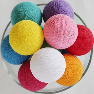 Mix Colors Handmade Cotton Ball String Lights for Bedroom - Etsy
