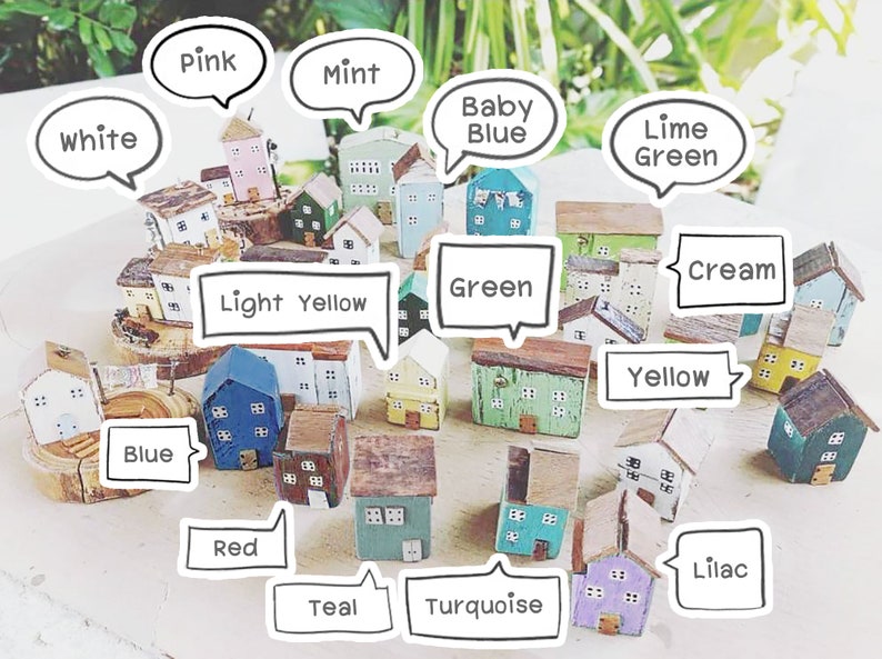 Wooden Town Primitive Handmade Wooden Houses Mini Wood - Etsy