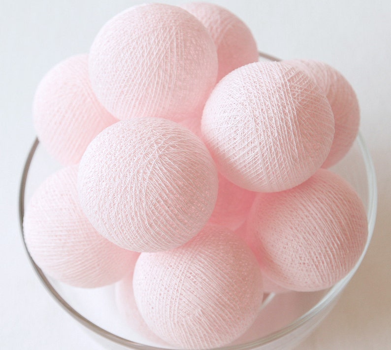 Pastel Pink Cotton Ball String Lights for Bedroom Night Lights Kids ...