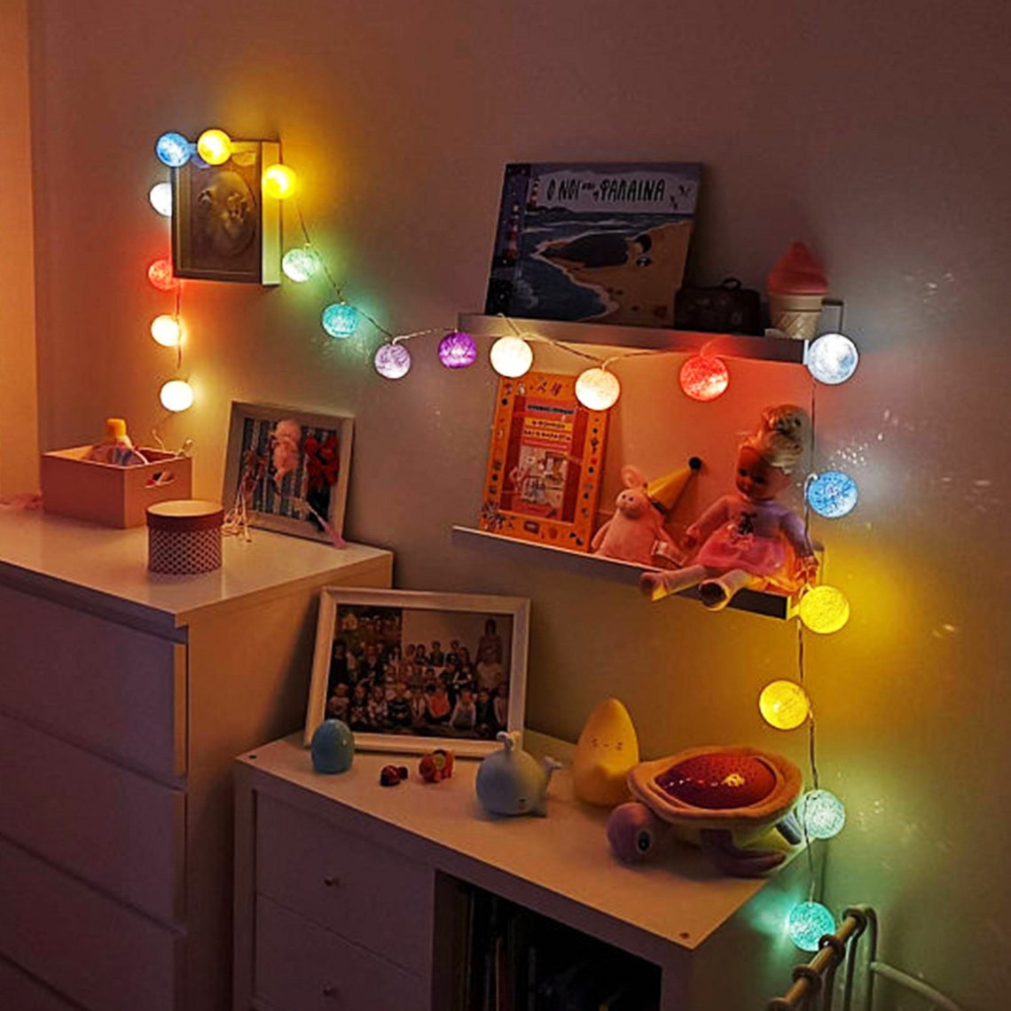 Cotton Ball String Lights for Bedroom Fairy Lights Girl Room - Etsy
