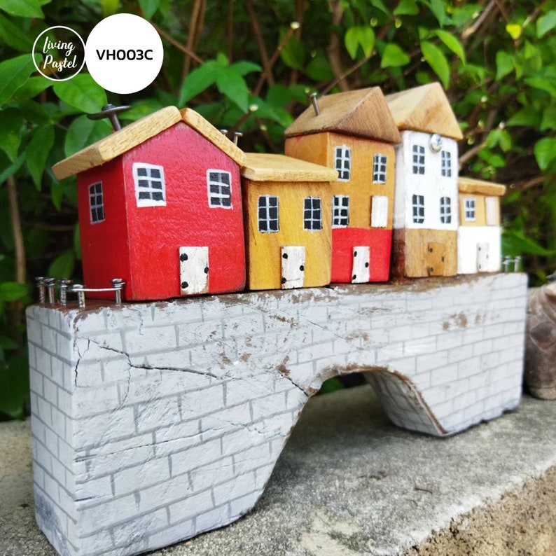 Wooden Town Primitive Handmade Wooden Houses Mini Wood - Etsy