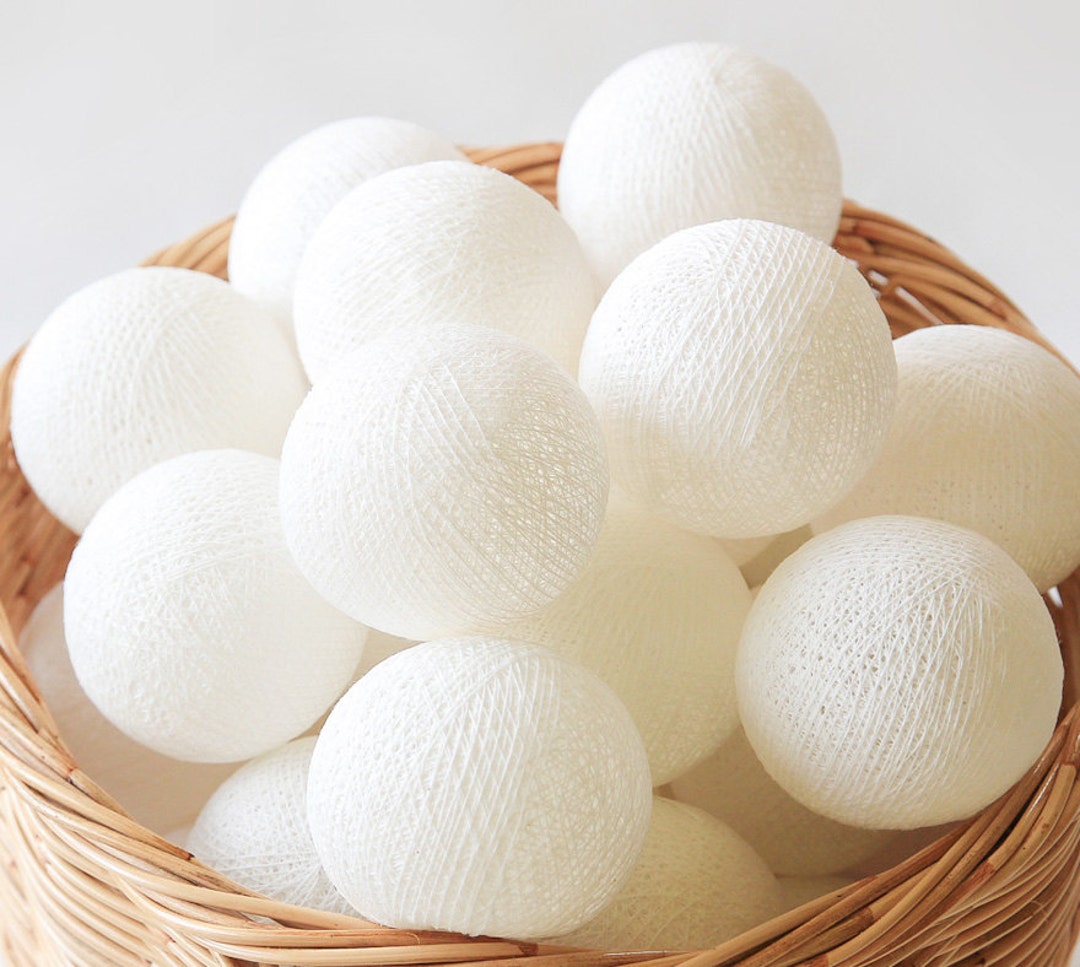 White Cotton Ball String Lights for Bedroom Fairy Lights Teepee Lights ...