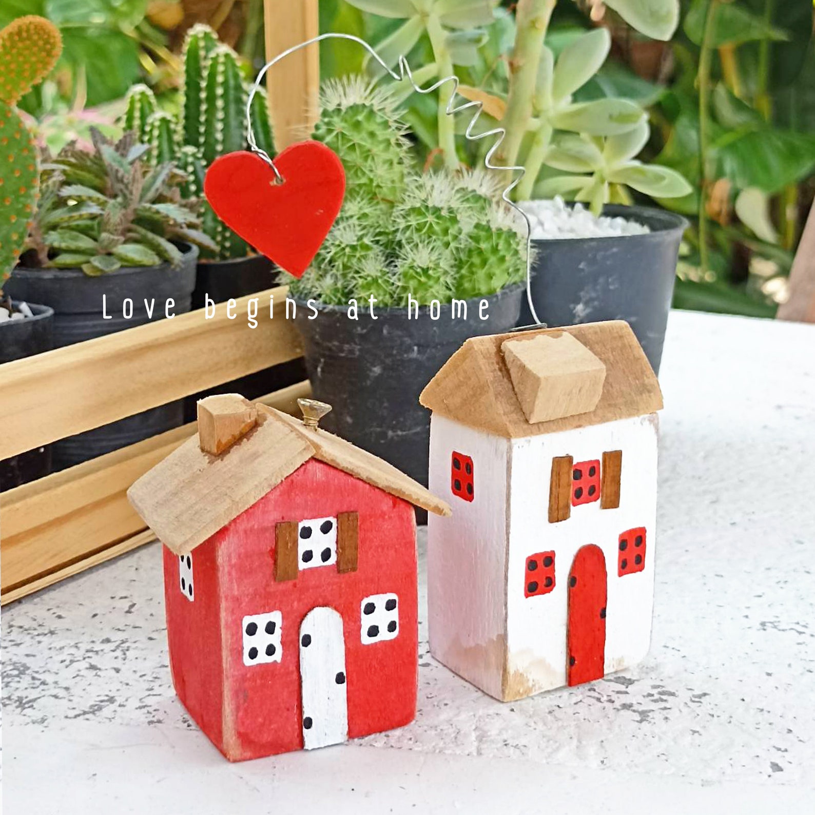 Miniature House Wooden Decoration, Wood Shelf Decor, Cute New Home Gift ...