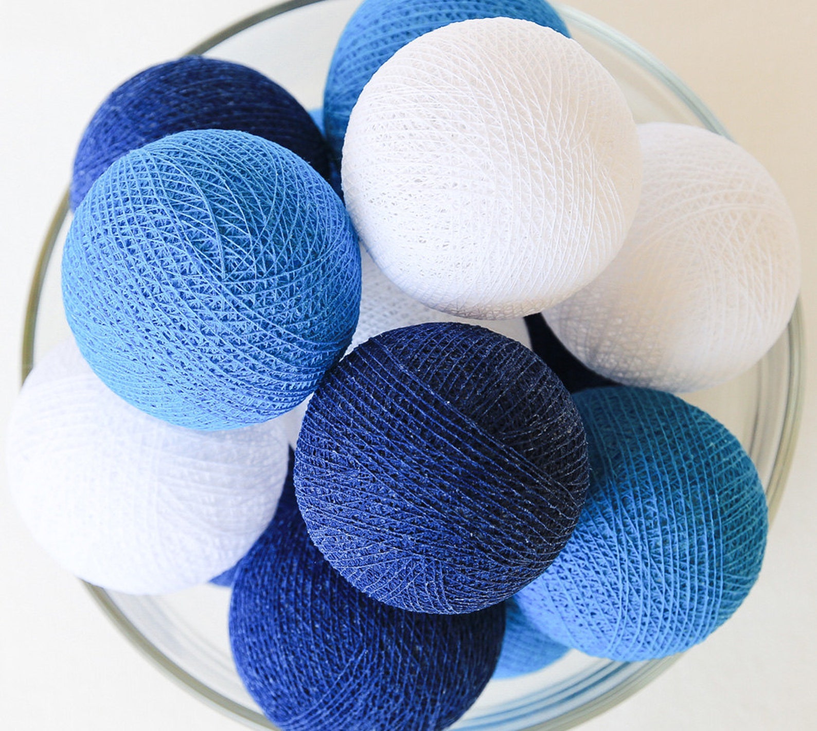 Blue Tone Theme Cotton Ball Lights for Bedroom Kids House Bed Fairy ...