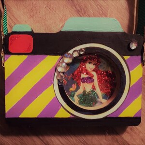 Wood Camera Toy Little Mermaid Ariel Toy Wooden Handpainted OOAK Strap ...
