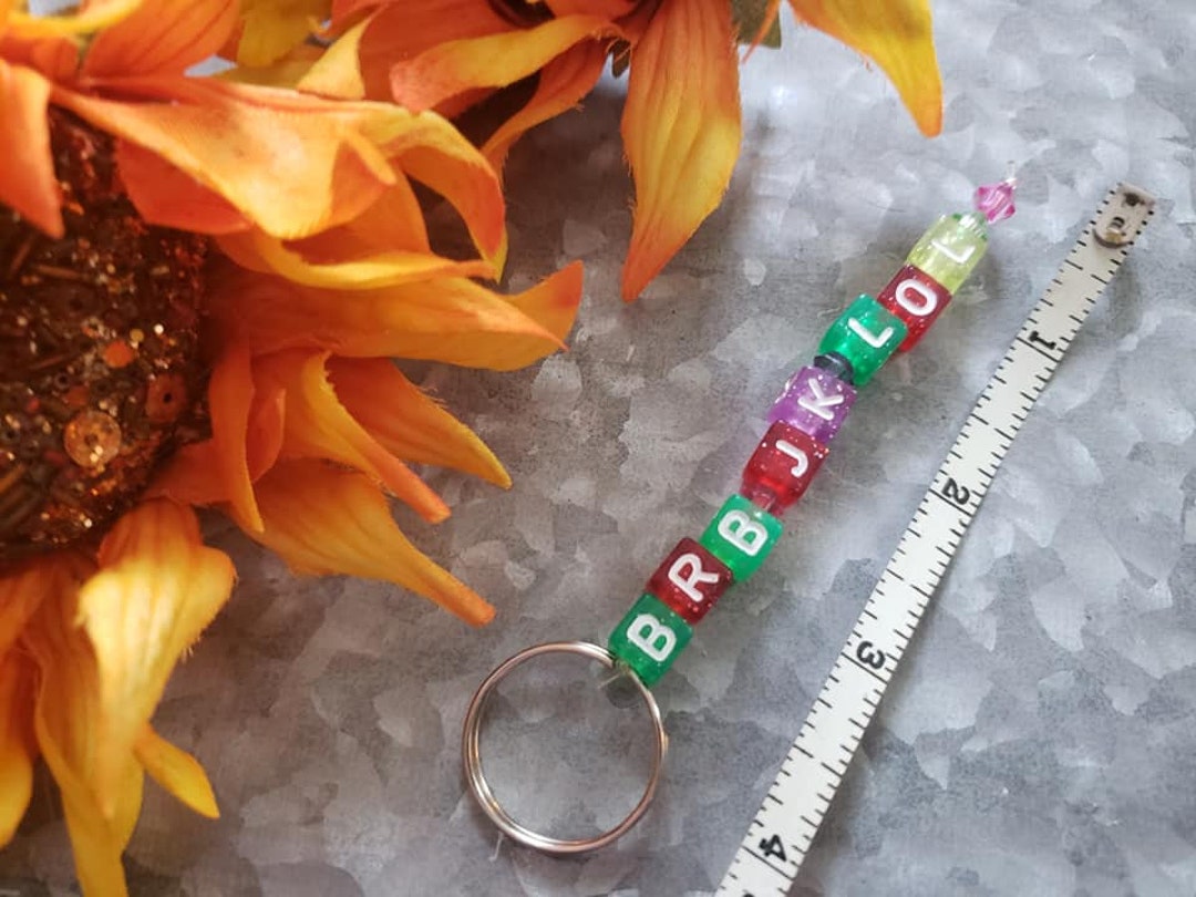 Slang Abbreviated Keychain Keyring "lol BRB Jk" Fun Beaded Bead Fun ...