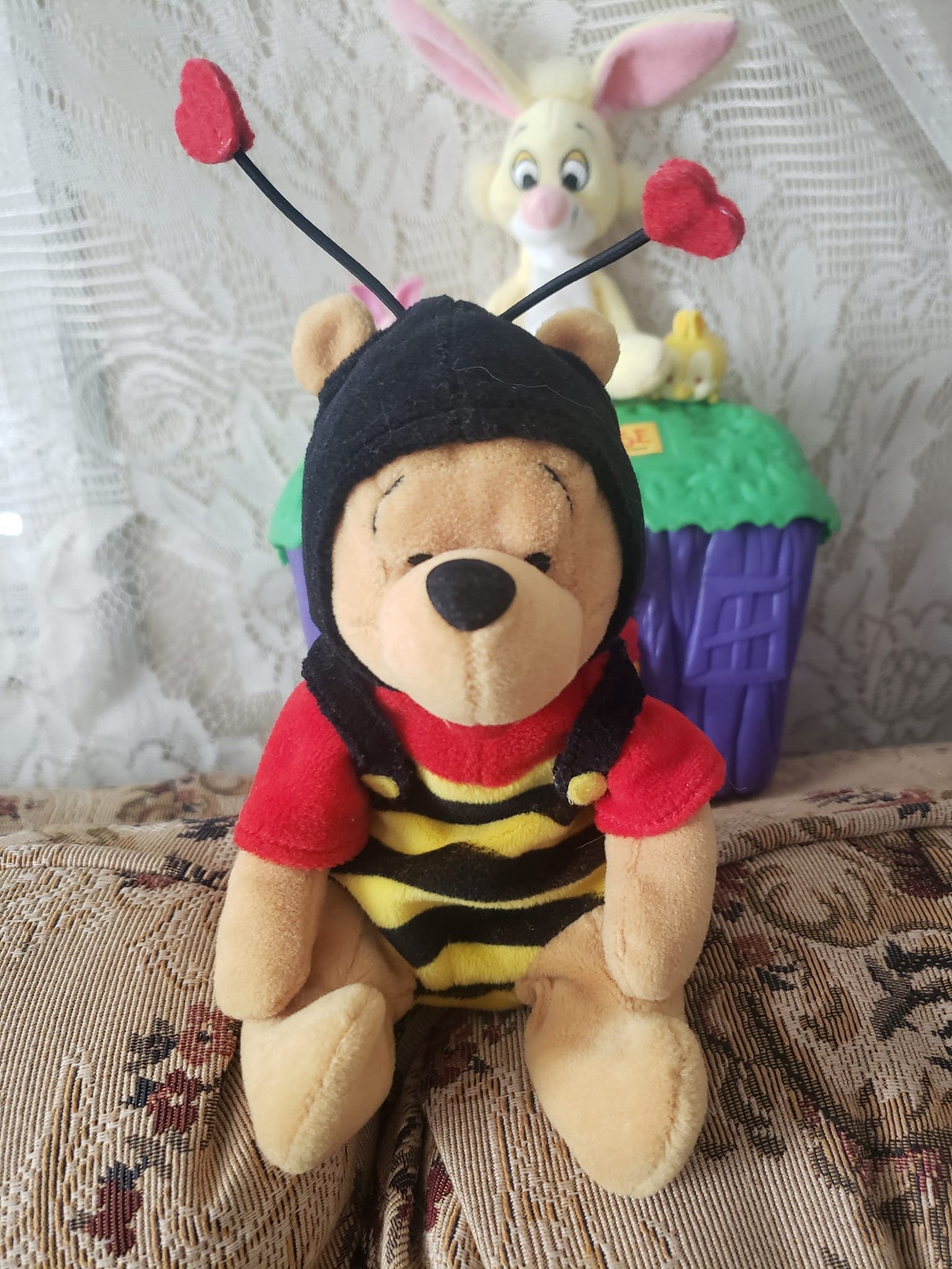 Vintage Winnie the Pooh Lot Piglet Rabbit Plush Beanie Thermos Lunchbox ...