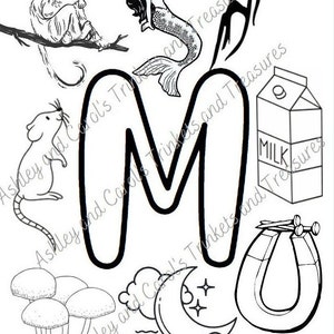 ABC 26 Letters Alphabet Learning Coloring Book Printable Digital ...