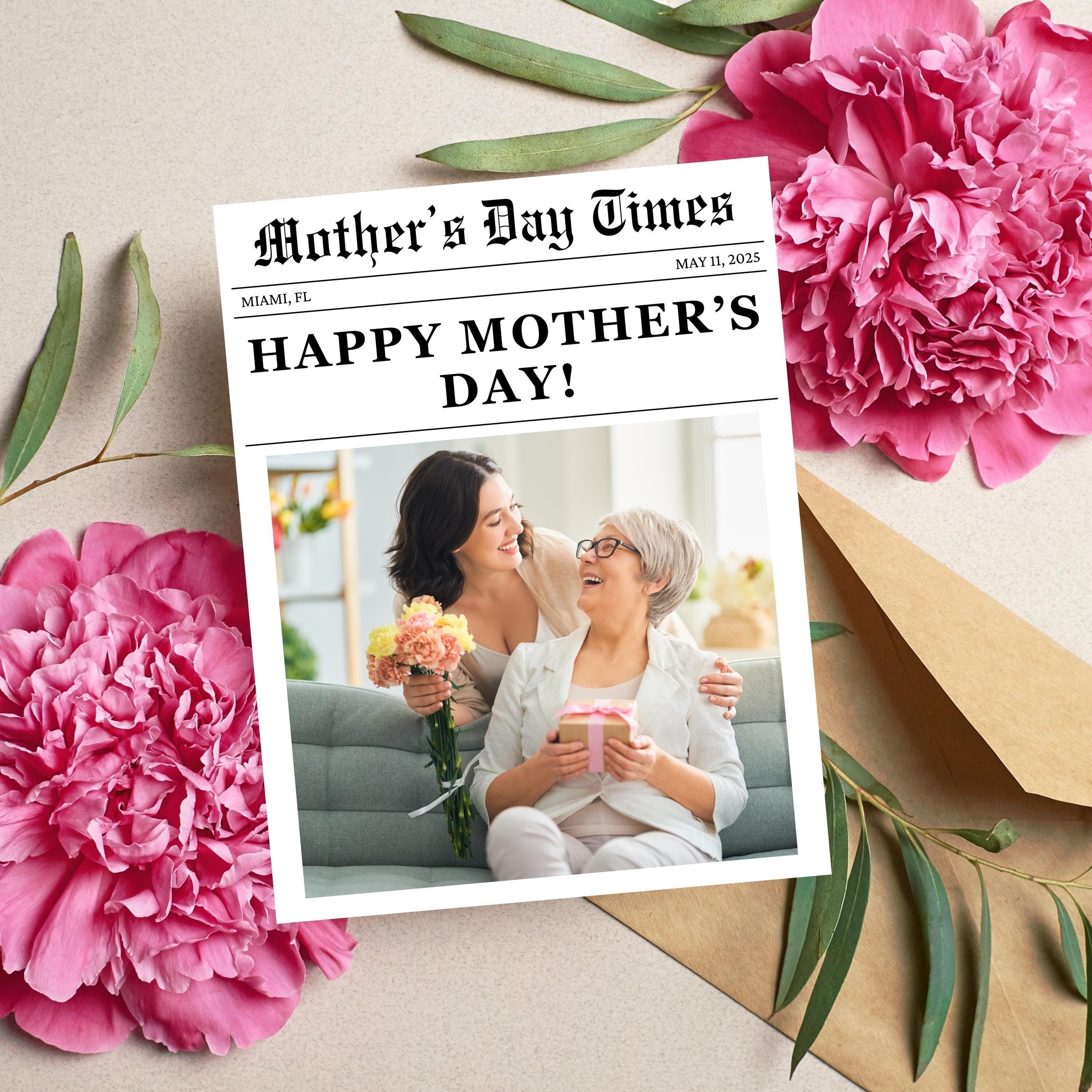Mothers Day Newspaper Template Canva Personalized Mothers Day Newspaper ...