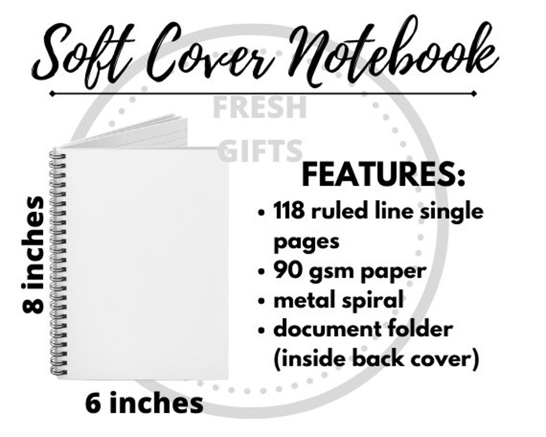 Spiral Soft Cover Notebook Size Chart Notebook Mock Up Chart Size