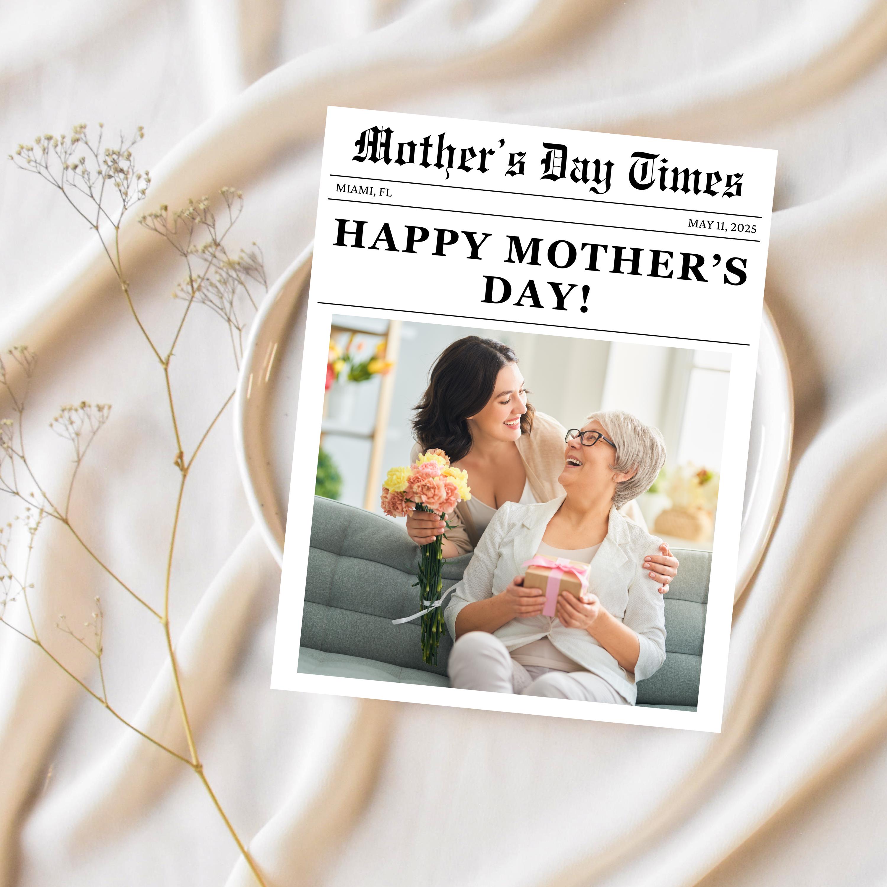 Mothers Day Newspaper Template Canva Personalized Mothers Day Newspaper ...