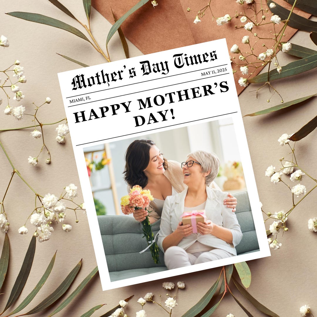 Custom Mothers Day Newspaper Template Canva Mothers Day Newspaper Happy ...