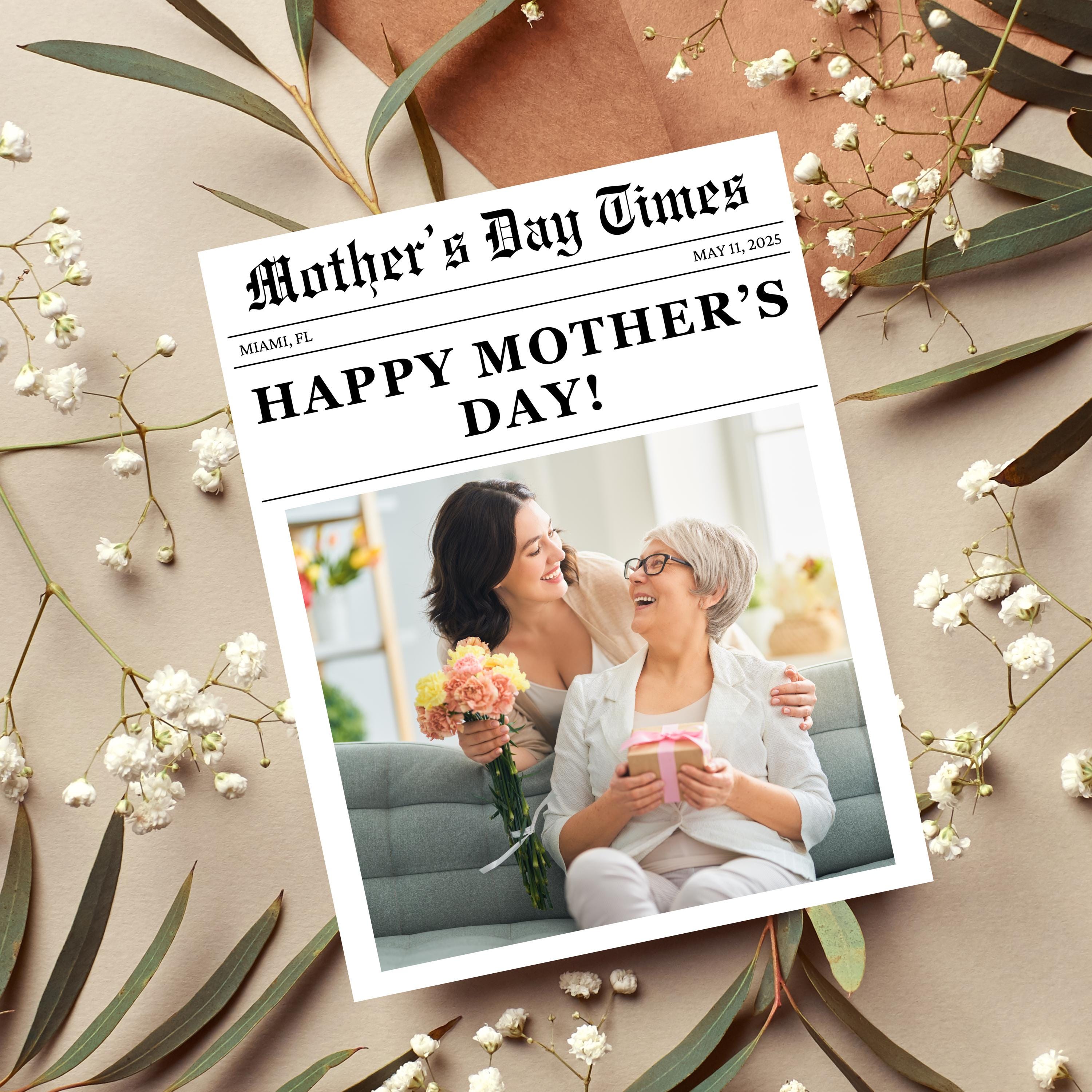 Mothers Day Newspaper Template Canva Personalized Mothers Day Newspaper ...