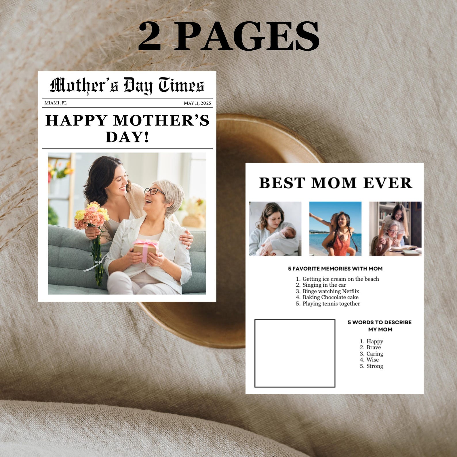Mothers Day Newspaper Template Canva Personalized Mothers Day Newspaper ...