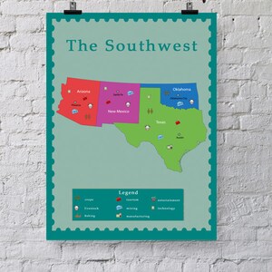 Printable USA Geography Posters | Different Regions | Classroom Decor ...