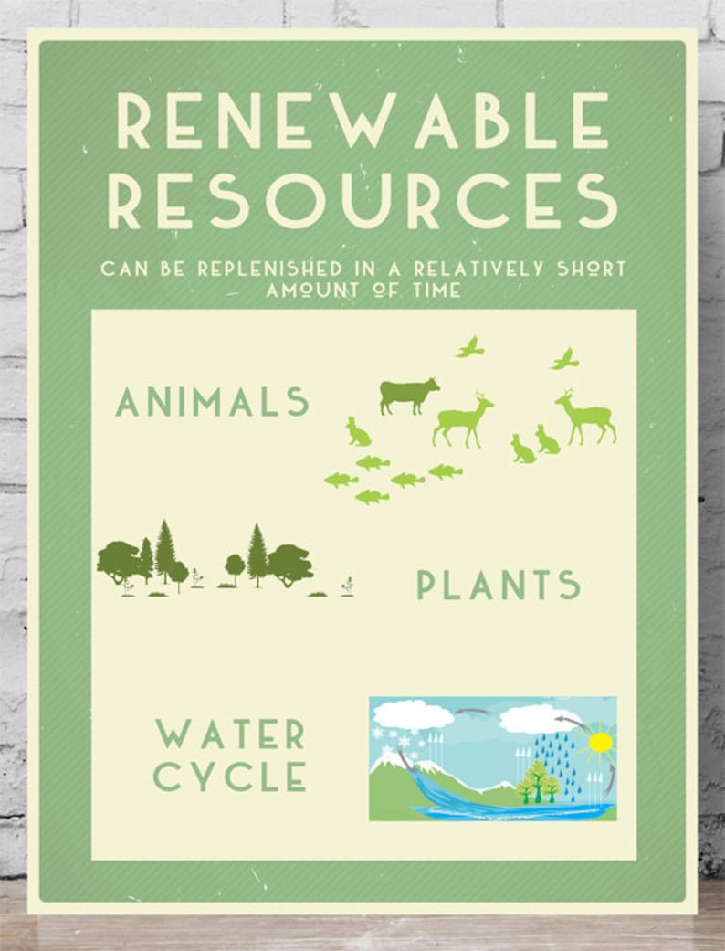 Printable Geography Poster Set, Renewable and Non-renewable Resources ...