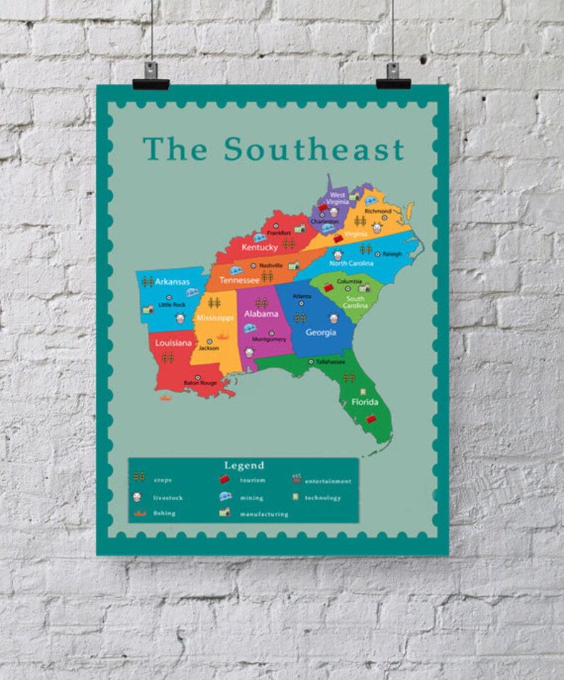 Printable USA Geography Posters | Different Regions | Classroom Decor ...