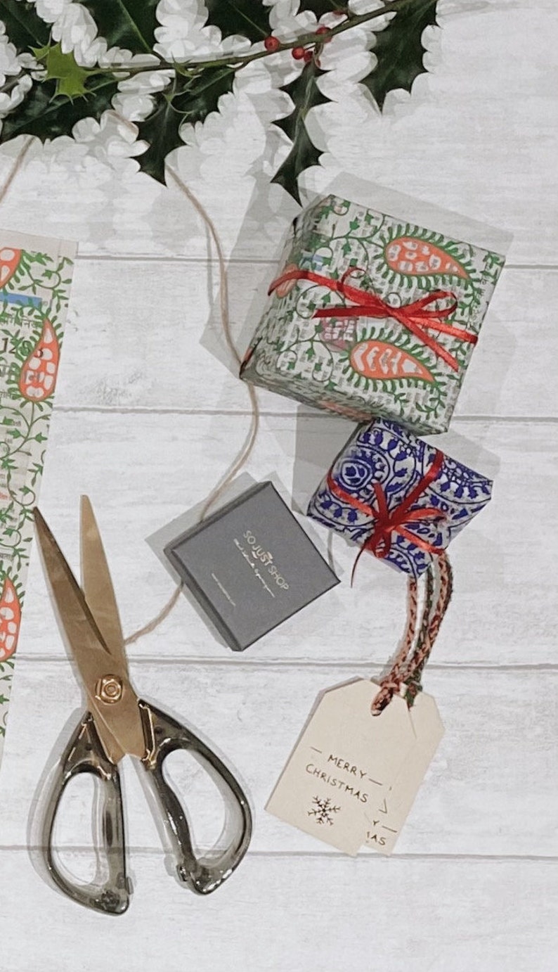 Handmade Recycled Paper Christmas Gift Tags - Sari Ribbon, Set of 10 - Etsy