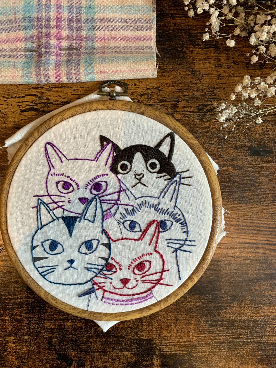 Cute Cats Embroidery Kit-diy Embroidery Kit. I Love Cats, Cat Mom-full ...