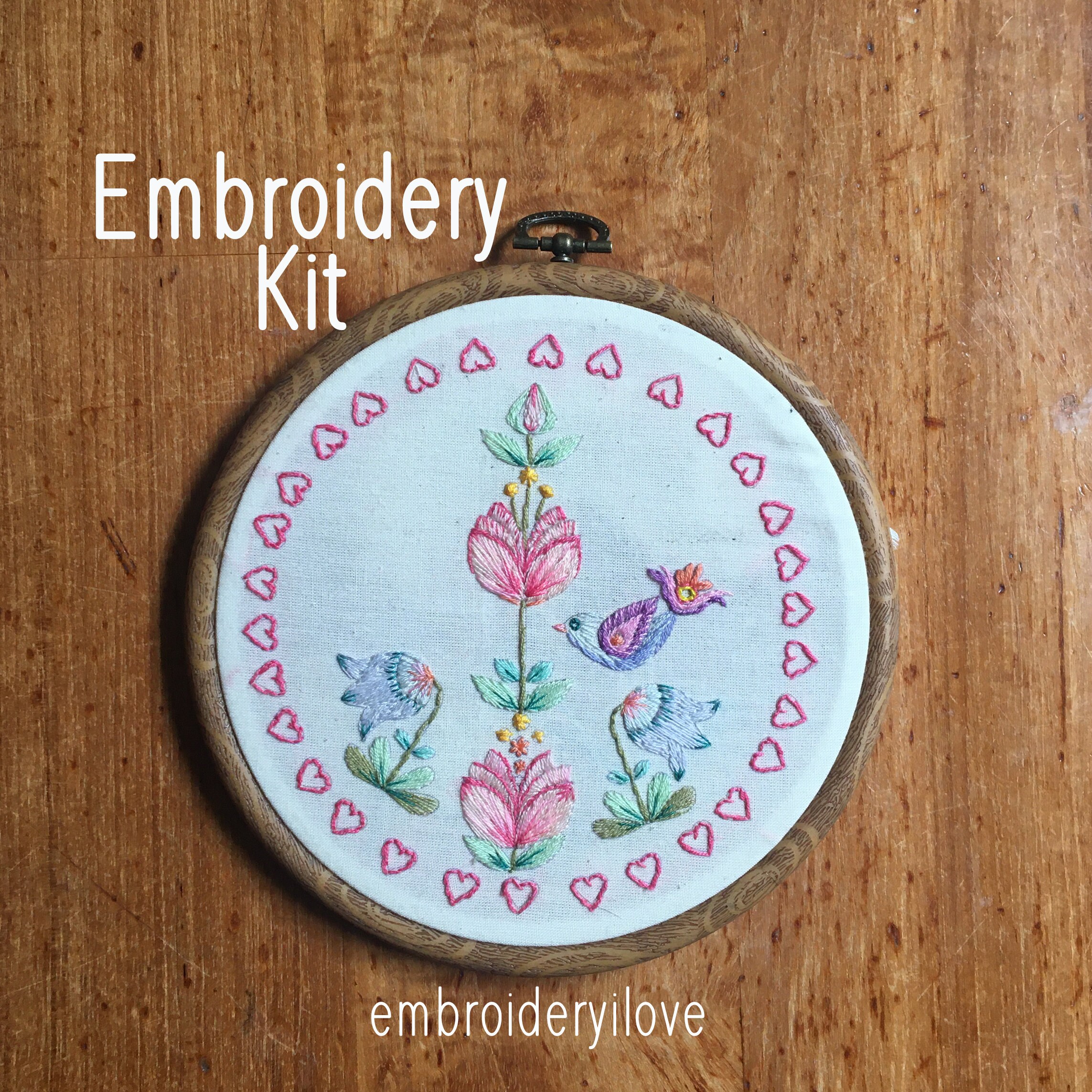 Full Flower Embroidery Kit with Embroidery Hoop Hand | Etsy