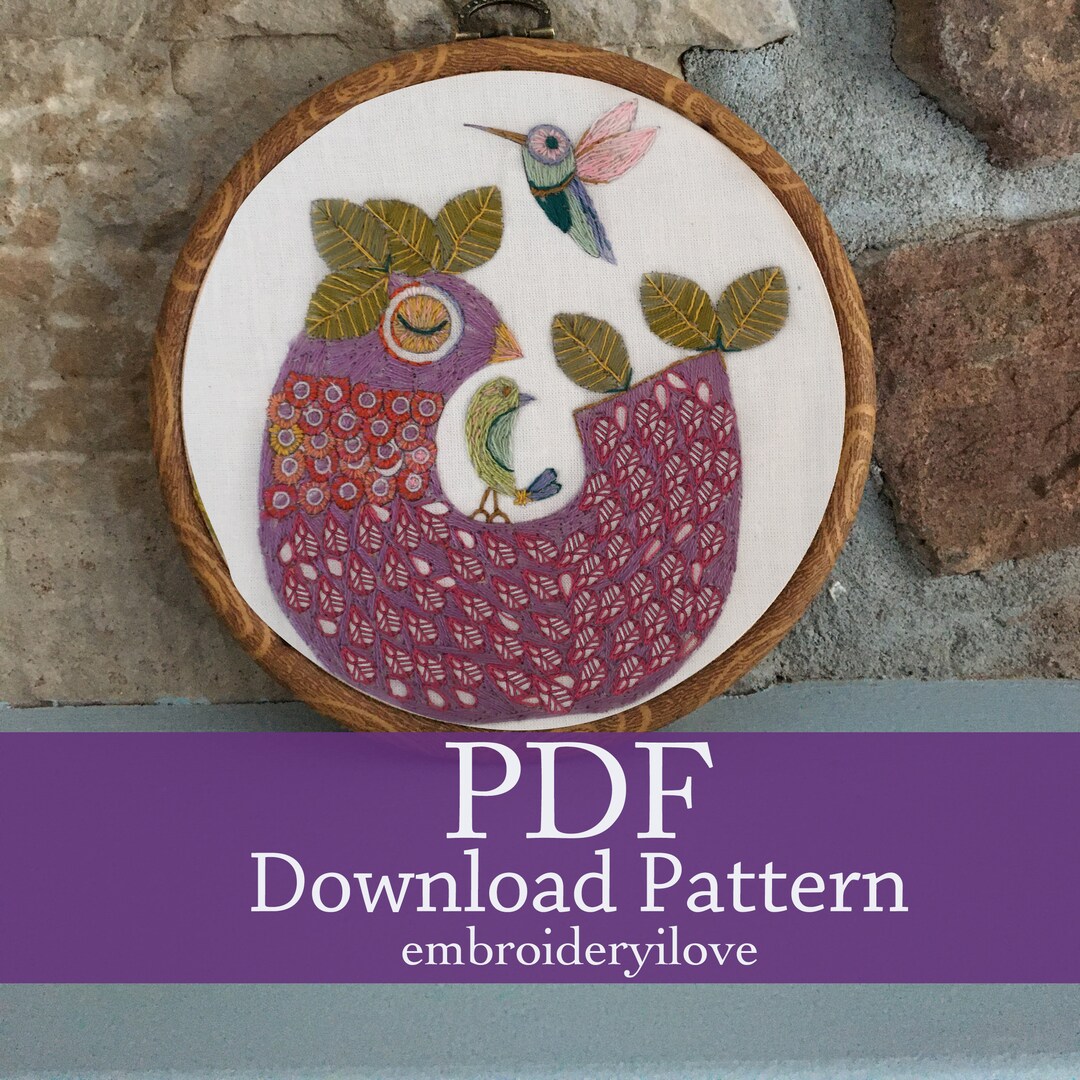 Modern Folk Art Bird Embroidery Kit Digital Download, Great for ...
